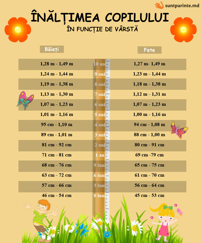 Tabel de dezvoltare: Află ce înălțime trebuie să aibă copilul tău în ...